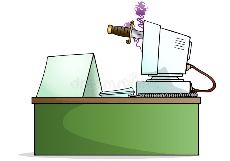 Monitor Stab with Blank Message Stock Illustration - Illustration of ...