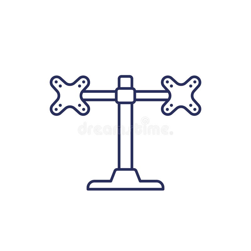 Monitor Stand with Two Mounts Line Icon on White Stock Vector ...