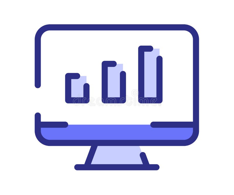 Monitor Statistic Dashboard Single Isolated Icon with Dashed Line or ...