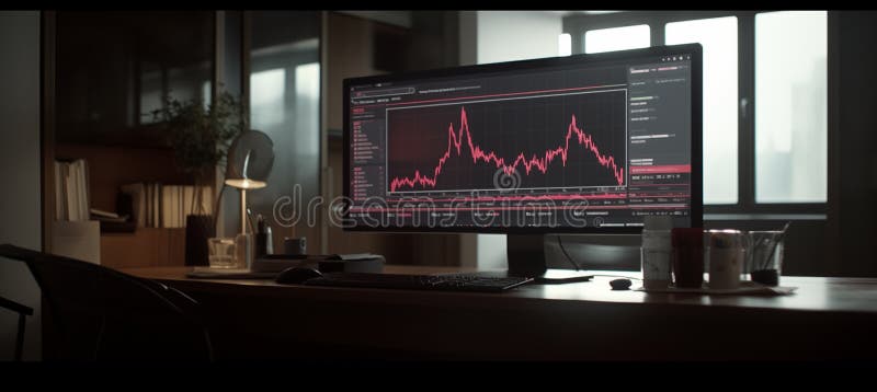 Monitor with Stock Market Chart on the Screen Stock Illustration ...