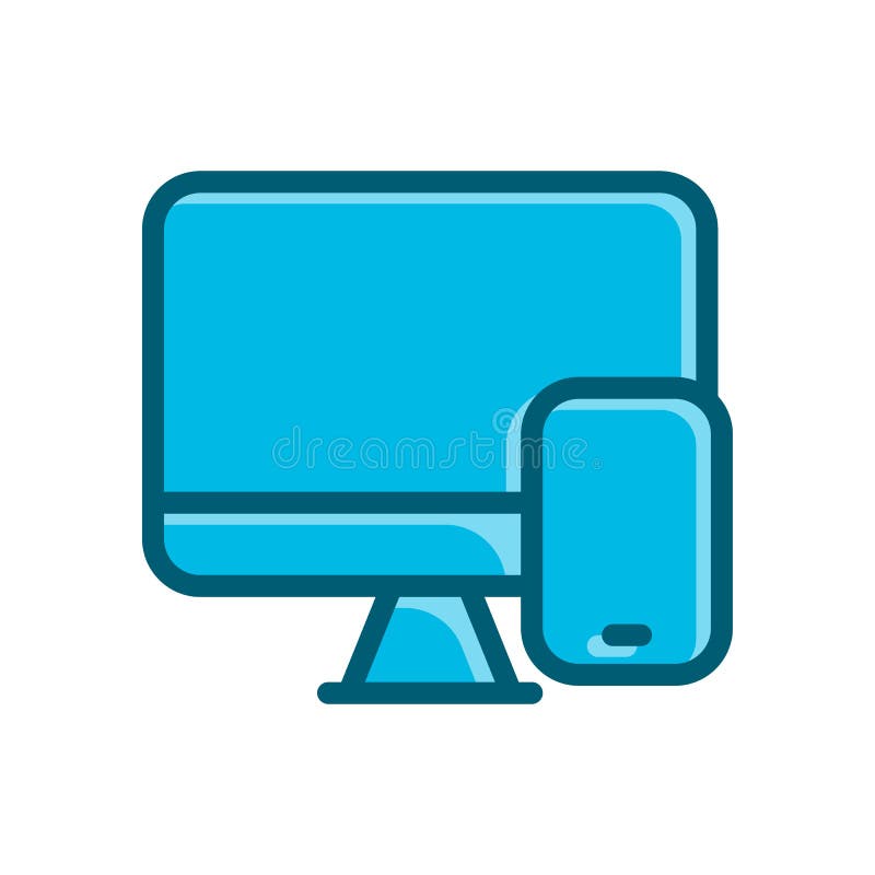 Monitor Icon Hand Drawn Vector Illustration Isolated on White ...