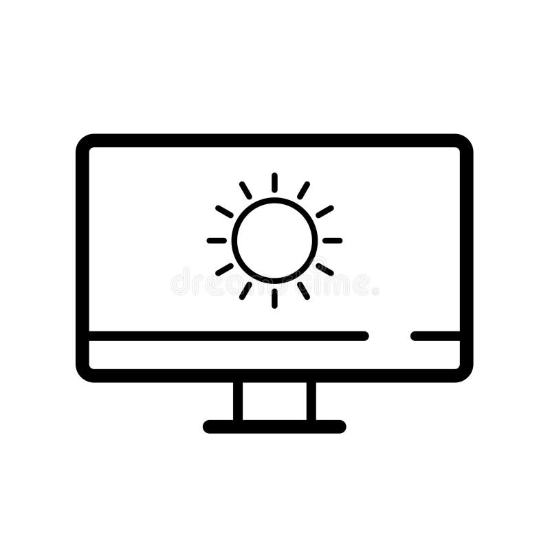 Monitor with Sun Screen Setting - Vector Icon Stock Vector ...