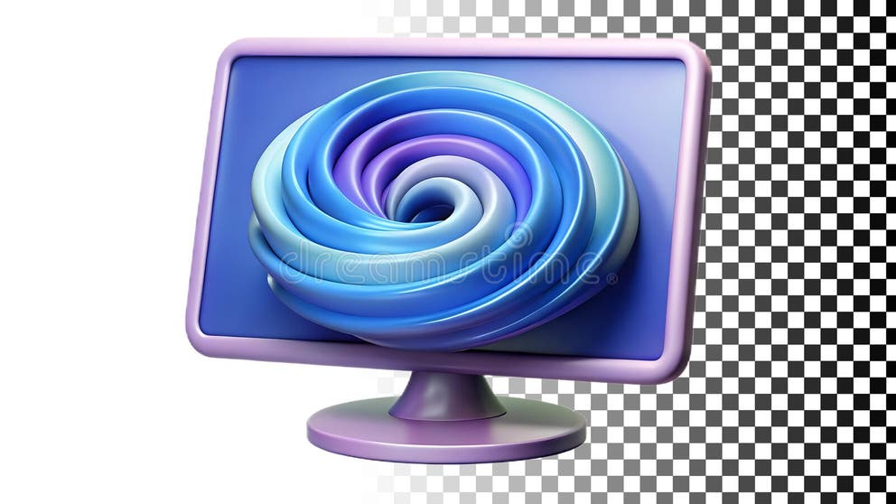 Monitor with Swirl Screen, Technology Icon for Display and Modern ...
