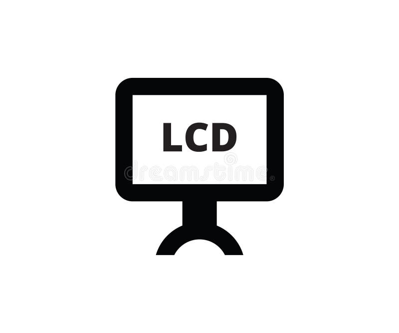 Monitor, Lcd Symbol Flat Black Line Icon, Vector Illustration Stock ...