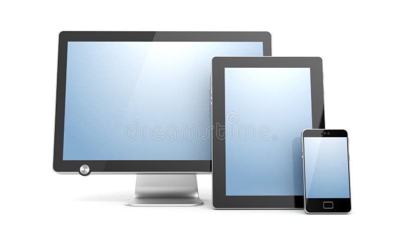 Monitor, Mobile Phone and Tablet Stock Illustration - Illustration of ...