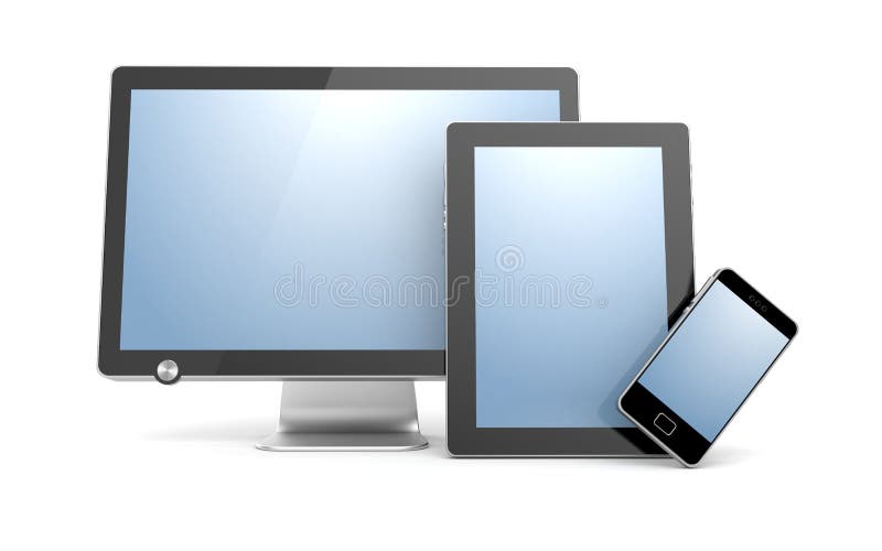 Monitor, Tablet-Computer Und Handy Stock Abbildung - Illustration von ...