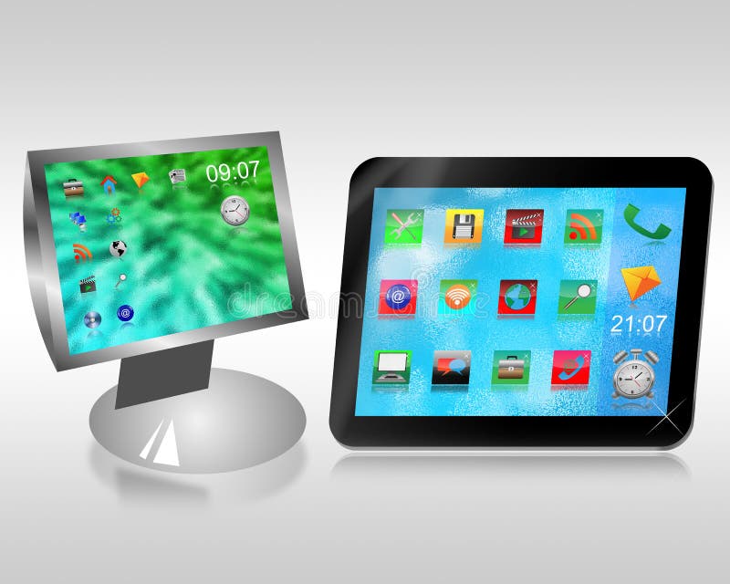 Monitor and tablet stock illustration. Illustration of display - 30155176