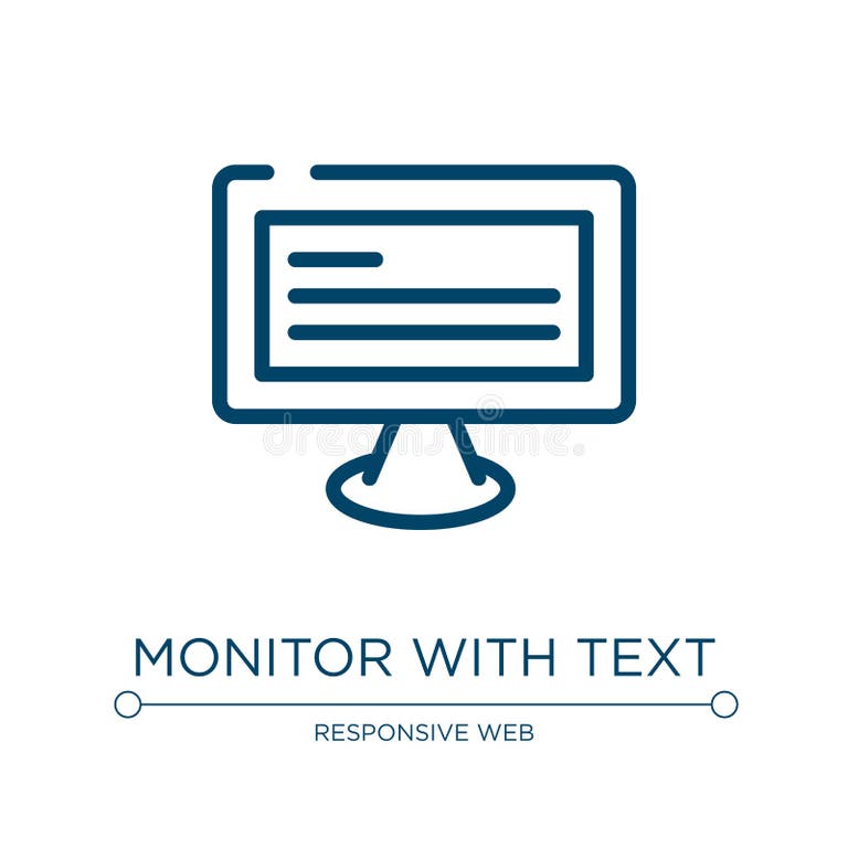 Monitor with Text Icon. Linear Vector Illustration from Responsive Web ...