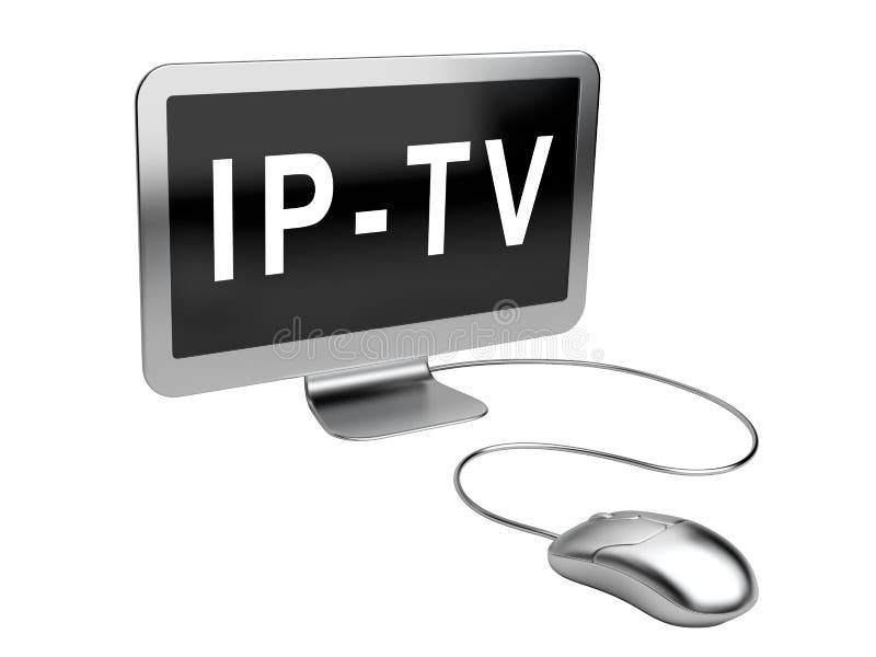 Monitor with Text - IPTV - and Mouse Stock Illustration - Illustration ...