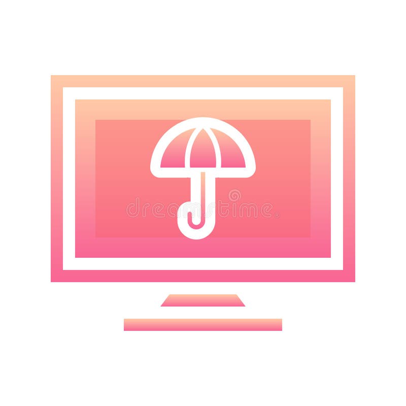 Monitor Umbrella Logo Gradient Design Template Icon Element Stock ...