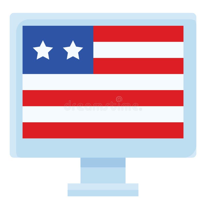 Monitor with USA Flag on Screen, United State Independence Day Related ...