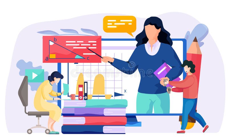 A Monitor with a Video. Geometry Learning Vector Illustration. Online ...