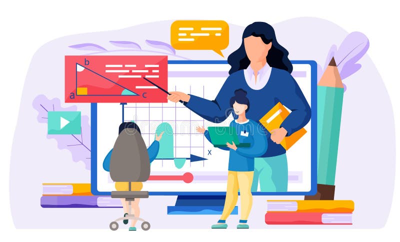 A Monitor with a Video. Geometry Learning Vector Illustration. Online ...