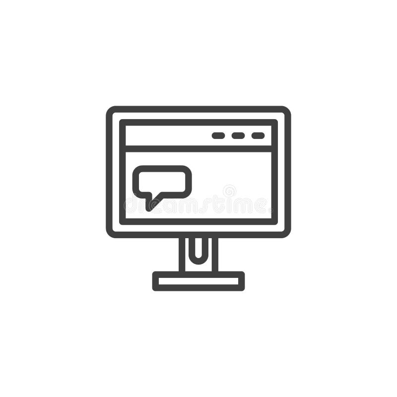 Computer Chat Message Line Icon Stock Vector - Illustration of contact ...