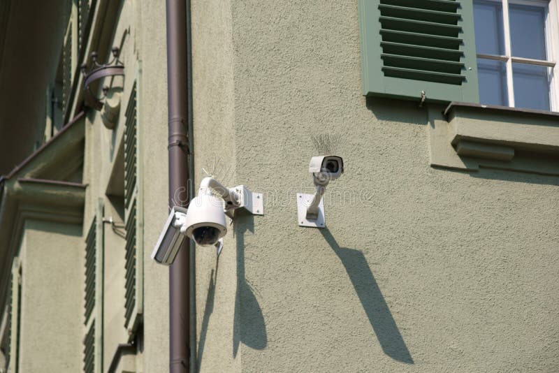 Monitored house corner stock image. Image of camera - 122517797