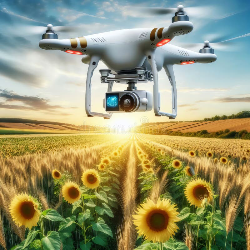 Monitoring Agriculture Using Digital Technologies. Drone with Camera in ...