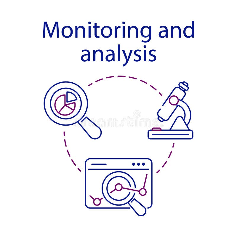 Monitoring and Analysis Content Simple Set Stock Vector - Illustration ...