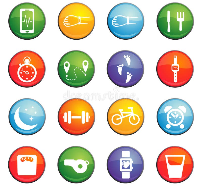 Monitoring apps icon set stock illustration. Illustration of round ...