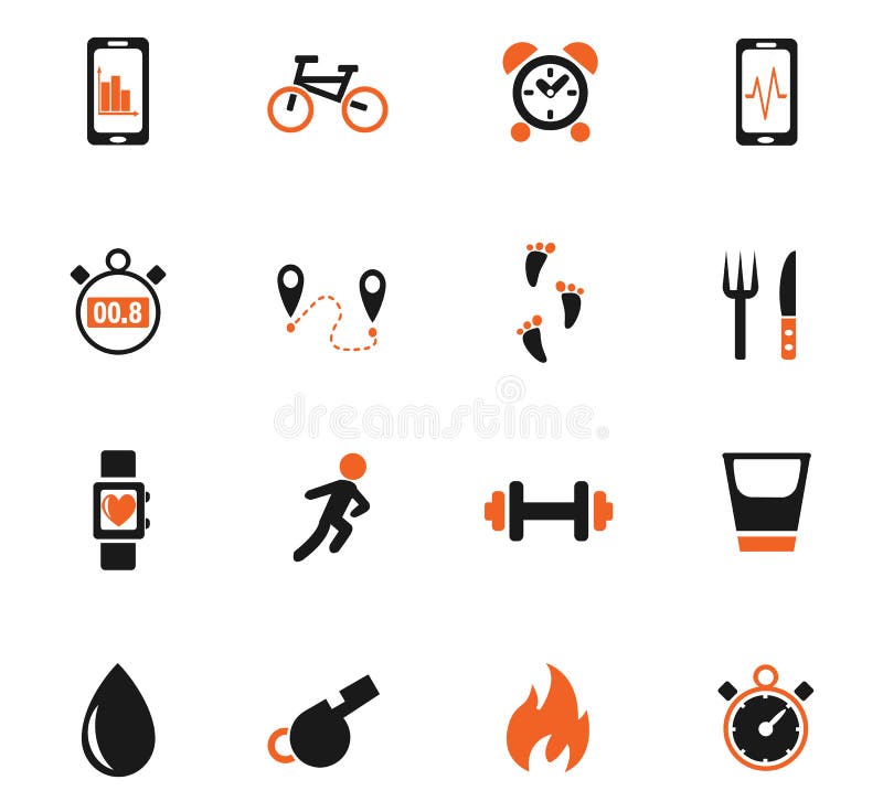 Monitoring apps icon set stock illustration. Illustration of jogging ...