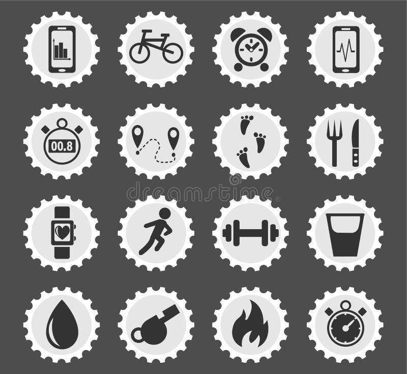 Monitoring apps icon set stock illustration. Illustration of activity ...
