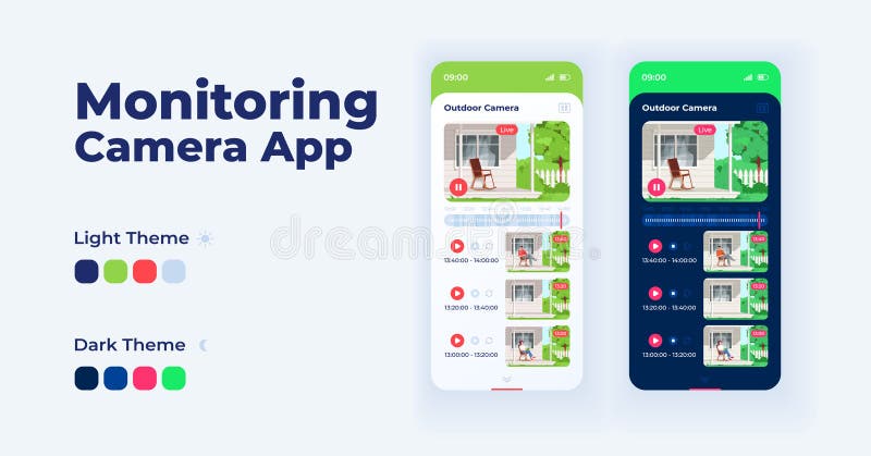 Monitoring Camera Smartphone Interface Vector Templates Set Stock ...