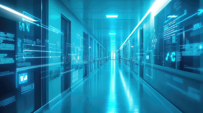 Monitoring Clean Data Stream from Hospital Hallway Infographic Stock ...