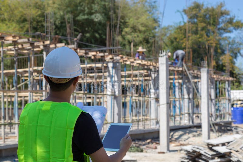 Monitoring Construction Area. Stock Image - Image of helmet, activity ...