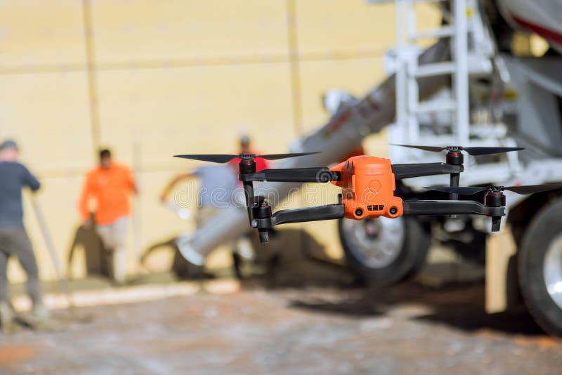 Monitoring Contractor Uses Drone To Inspect a Construction Site Stock ...