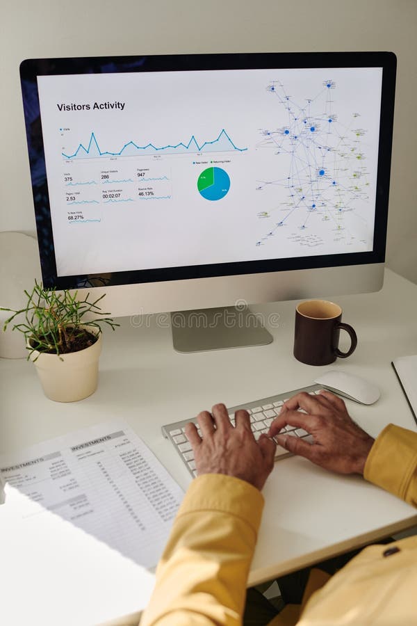 Monitoring Data Analytics on a Desktop Screen Stock Photo - Image of ...