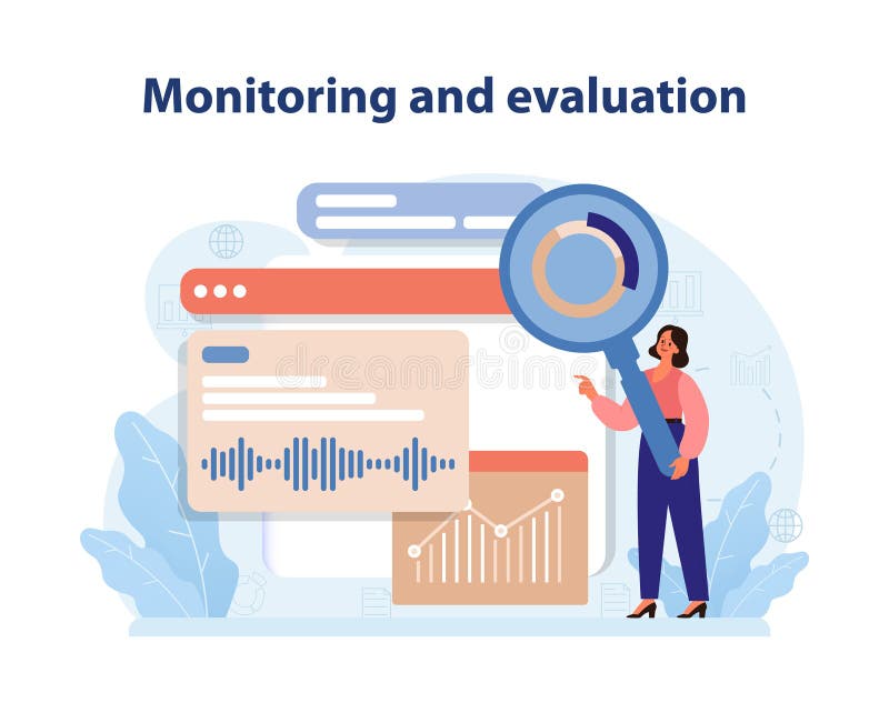 Monitoring and Evaluation. an Expressive Vector Illustration Showcasing ...