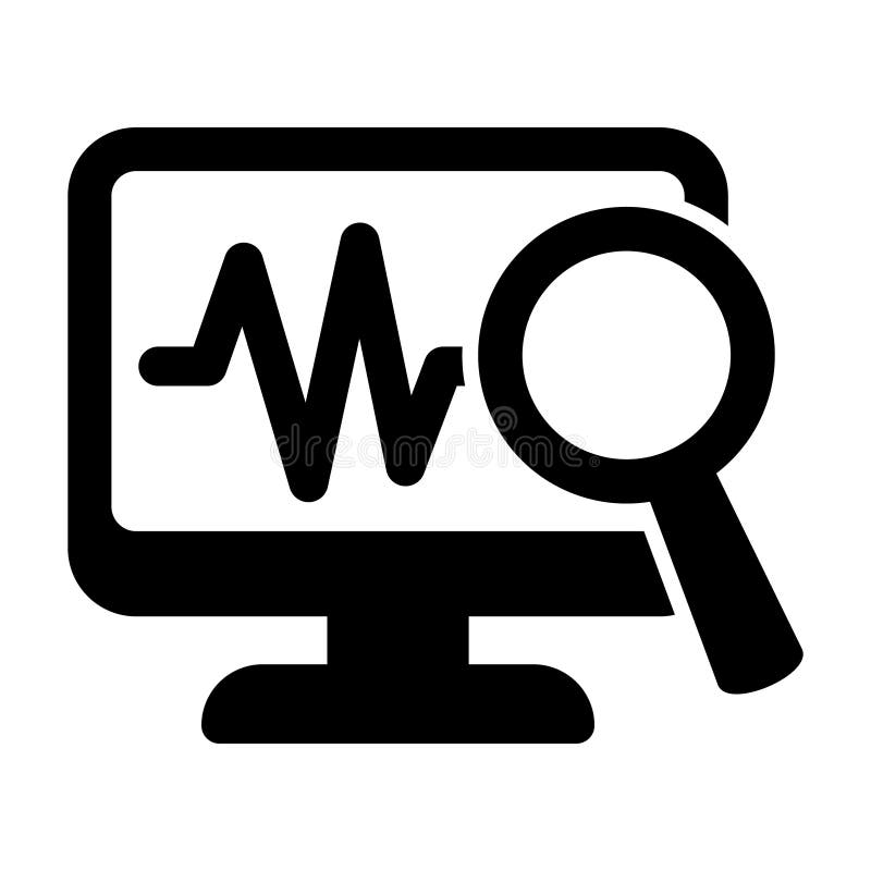 Monitoring Icon. Screen with Pulse Outline Icon, Line Vector Sign ...
