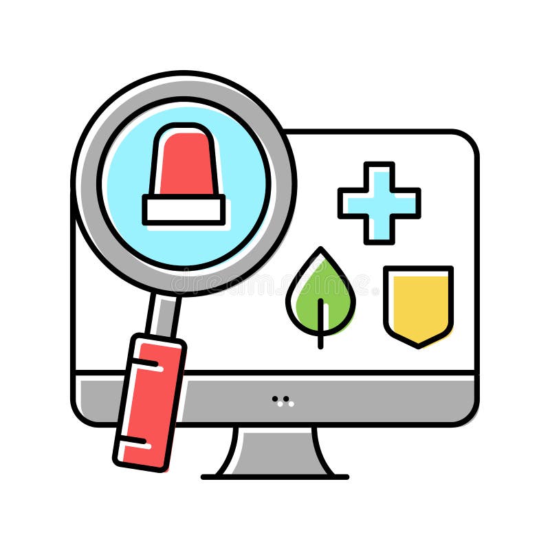 Monitoring and Information Retrieval Color Icon Vector Illustration ...