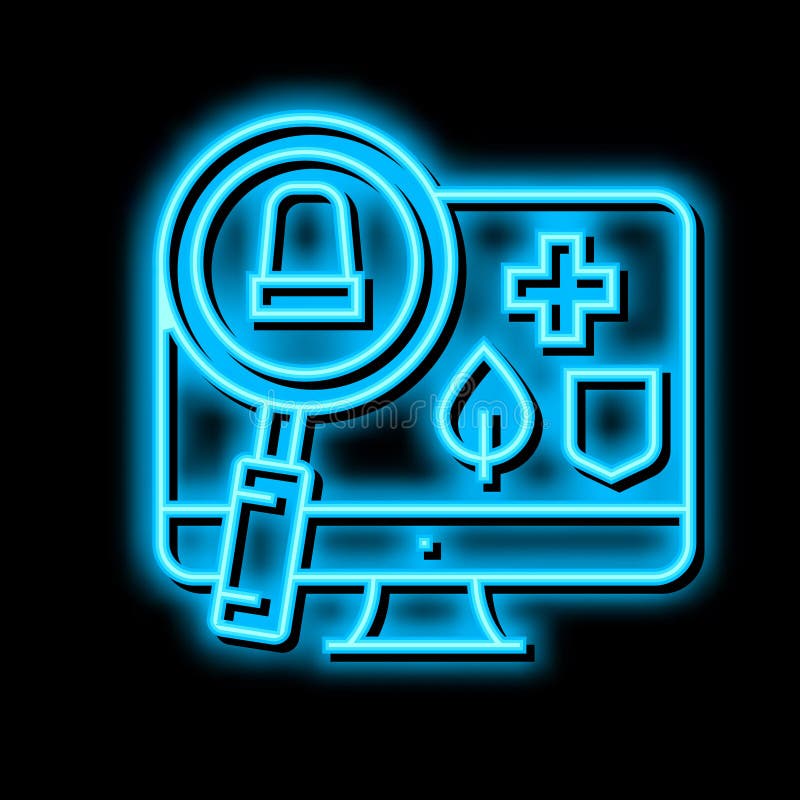 Monitoring and Information Retrieval Neon Glow Icon Illustration Stock ...