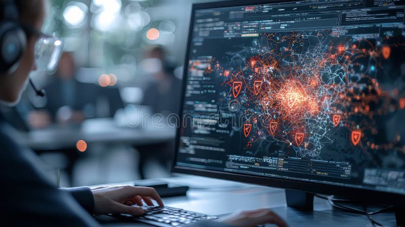 Monitoring Maps on a Computer: Enhancing Cybersecurity for Privacy and Data Protection Stock ...