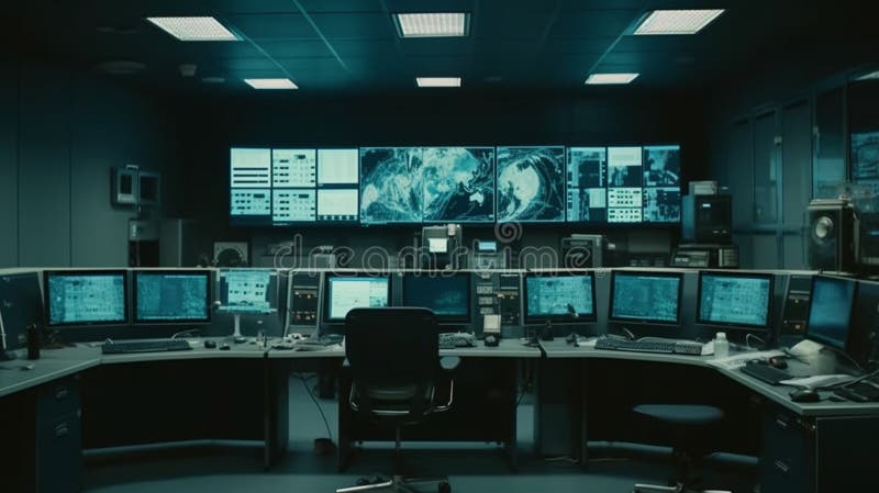 Monitoring Modern CCTV Cameras in Surveillance Room. Generative Ai ...