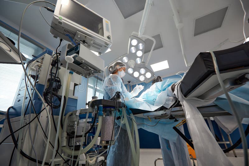 Monitoring of Patient S Heart in Intensive Care Unit. Low Angle Stock ...