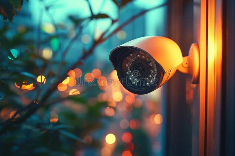 Monitoring Premises Security Camera Installed on Window with Bokeh ...
