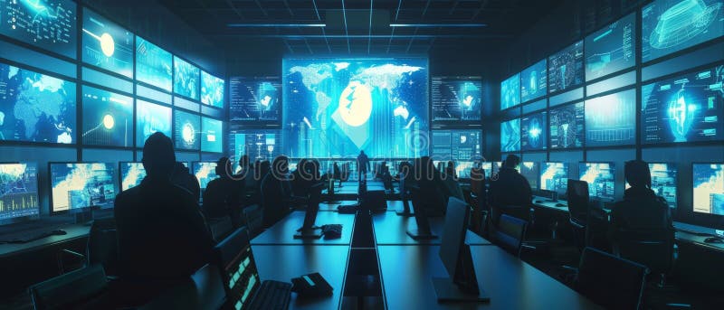 In a Monitoring Room with State-of-the-art Technology, Corporate ...