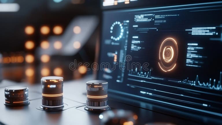 Monitoring System Display Shows Data Analysis with Vibrant Graphical ...