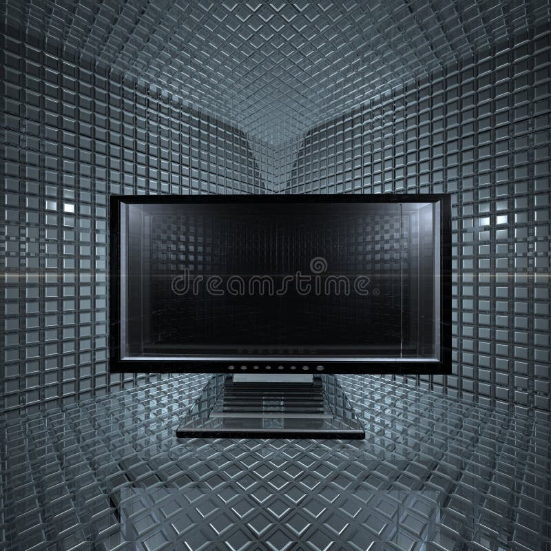 Monitors in grid room stock illustration. Illustration of concept ...