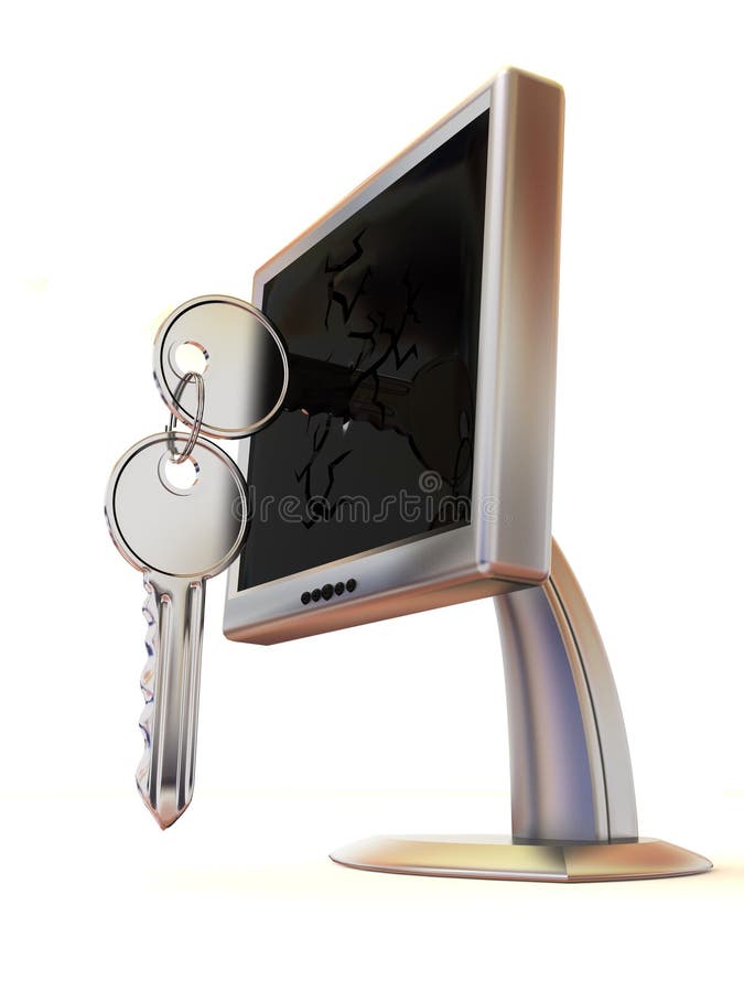 Monitors with keys. 3d stock illustration. Illustration of access - 6877043