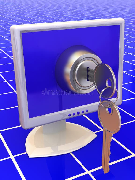 Monitors with keys stock illustration. Illustration of lock - 6217902