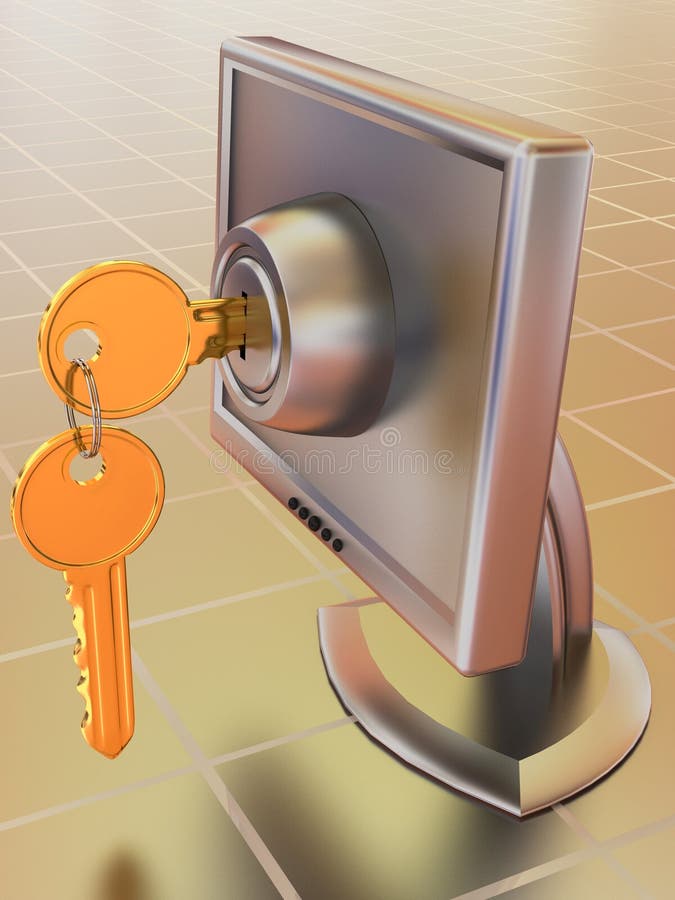 Monitors with keys stock illustration. Illustration of guard - 6450513