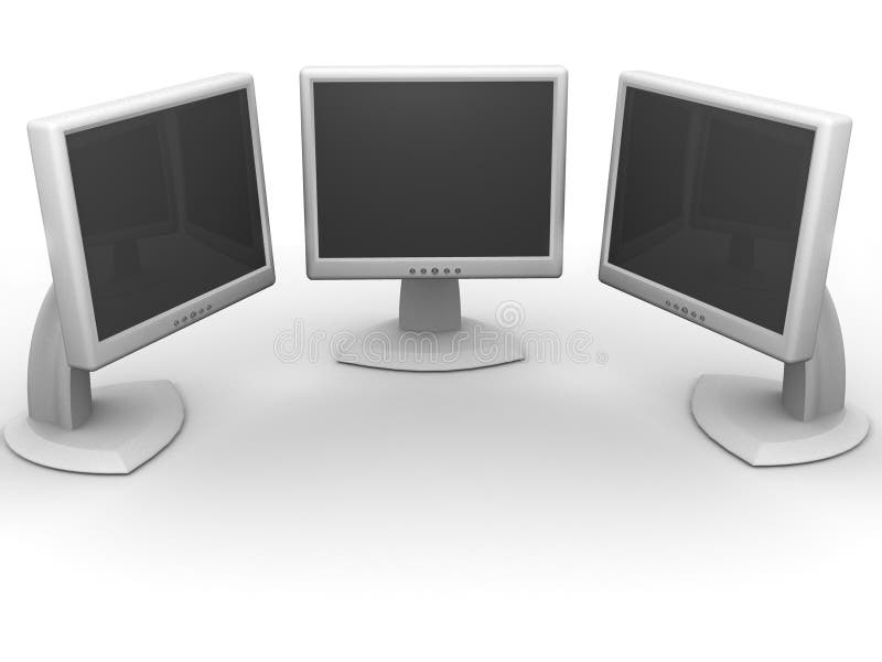 Row of Black Computers with Gr Stock Illustration - Illustration of ...