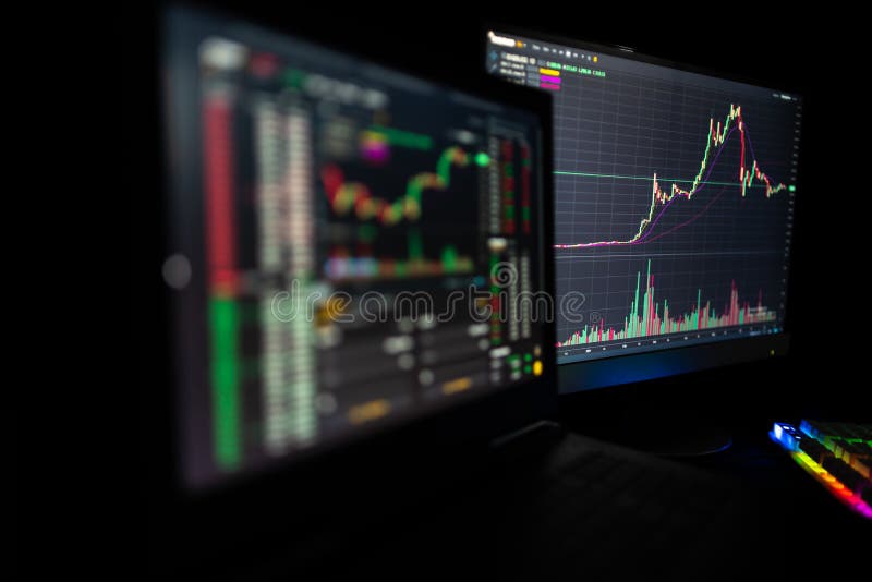Monitors Showing a Crypto Trader Using the Binance Trading Platform ...