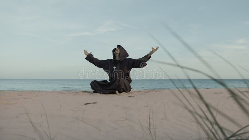 Monk Asks for Help from the Most High Almighty Sitting on the Beach in ...