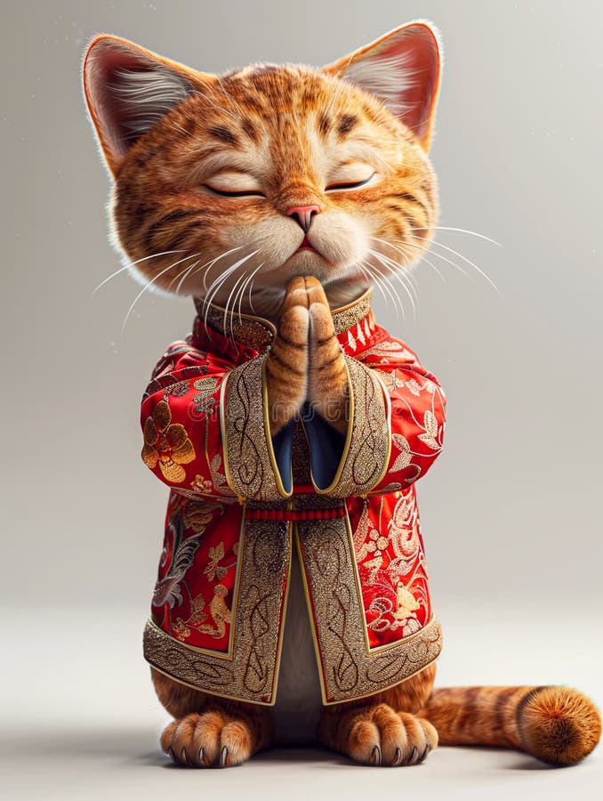 A Monk Cat in a Fabulous Style Stock Illustration - Illustration of ...