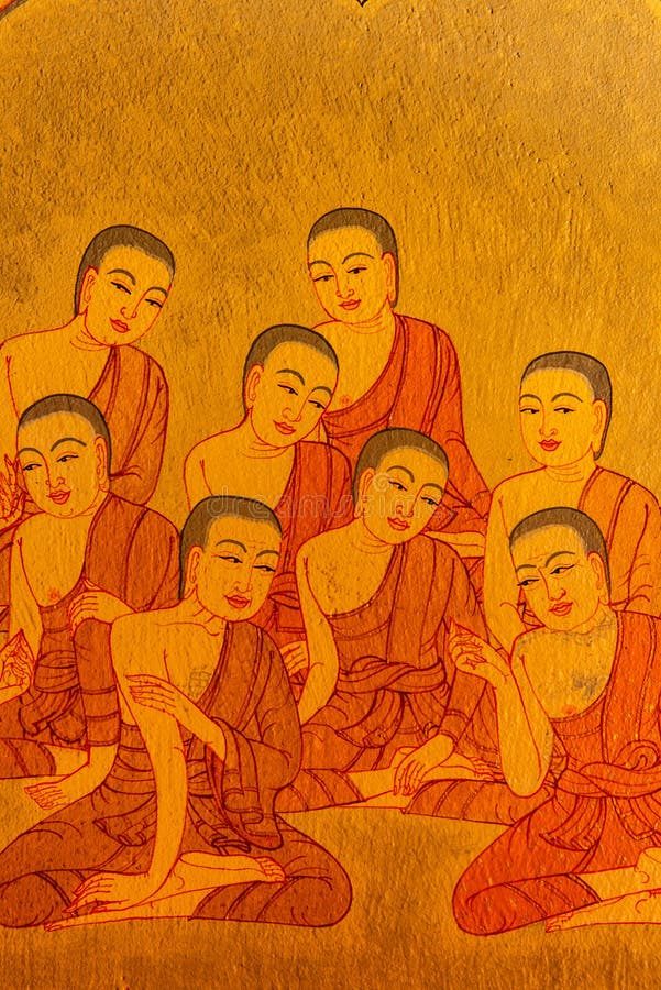 Monk drawing on wall editorial photography. Image of pattern - 252069907