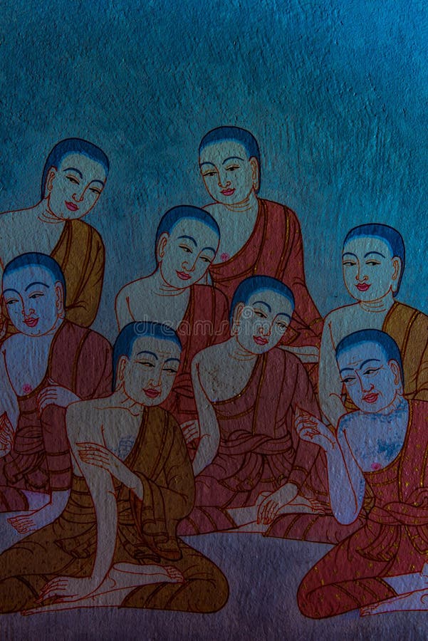 Monk drawing on wall stock image. Image of mural, story - 131209119