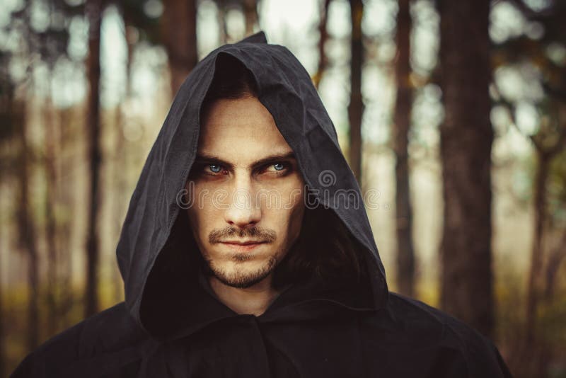A monk in the hood stock image. Image of horror, grungy - 143621369